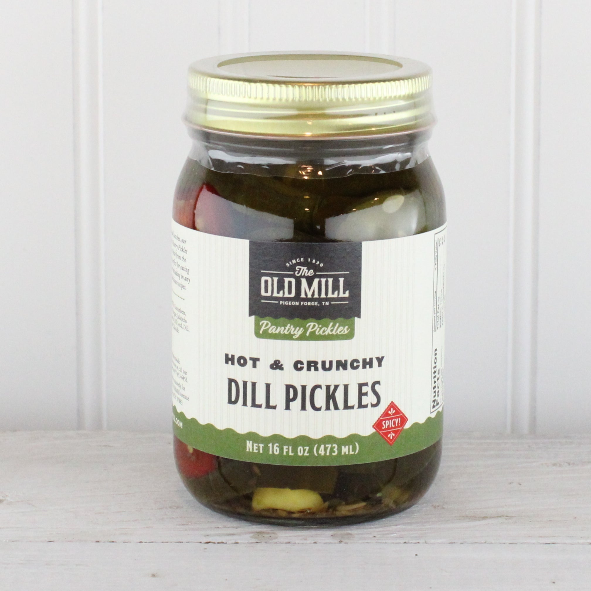 Hot & Crunchy Dill Pickles 16 oz – The Old Mill